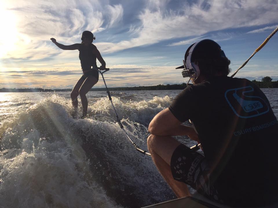 CSURF Wakesurf lesson on our boat with Christian Pepin – CSURF Board Shop